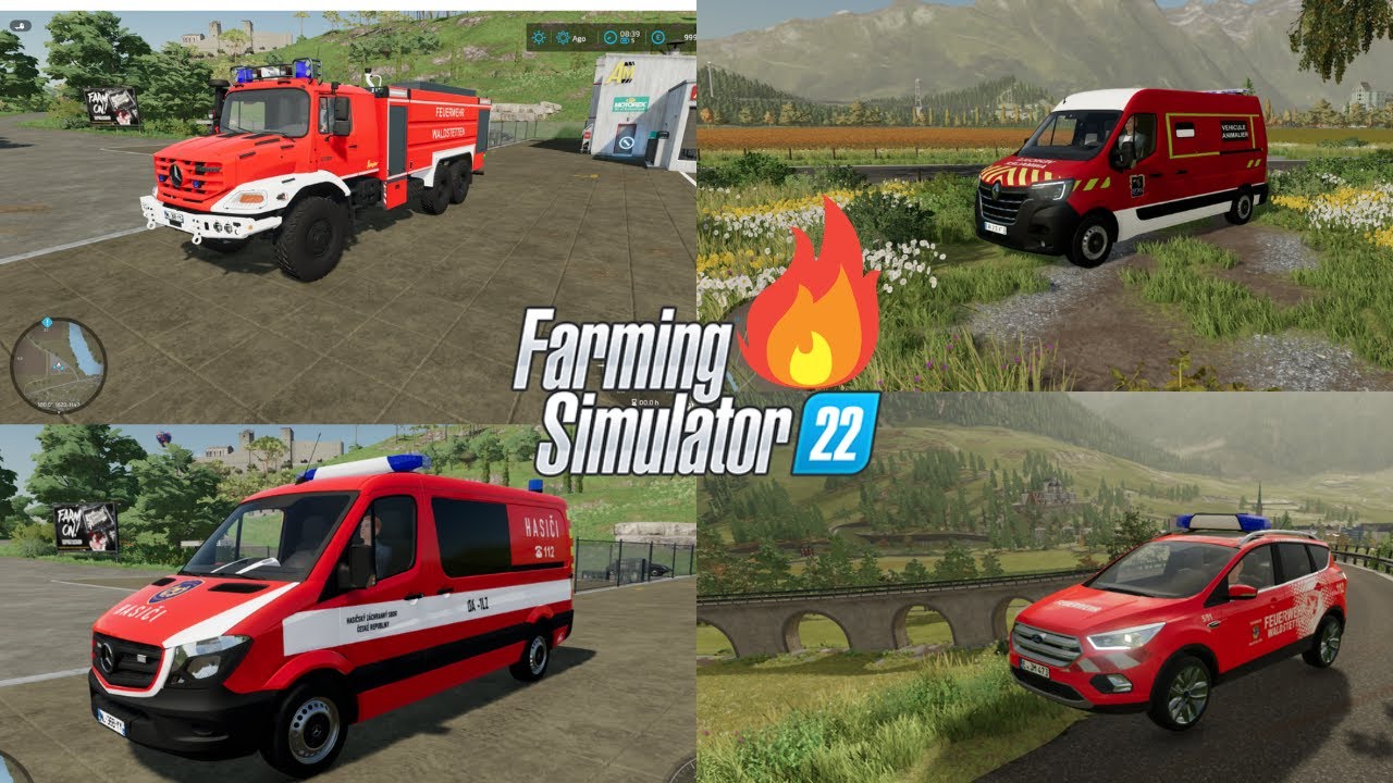 🚒💦🔥 Mix Fire Department Vehicles in Farming Simulator 22 | fs22 🚒💦🔥 ...