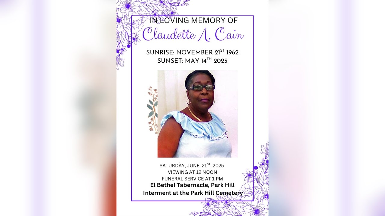 Claudette A Cain - Funeral Service - YouTube