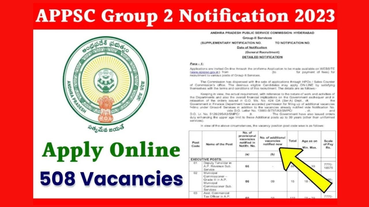 APPSC Group 2 Recruitment Notification 2023 for 508 Posts | Check ...