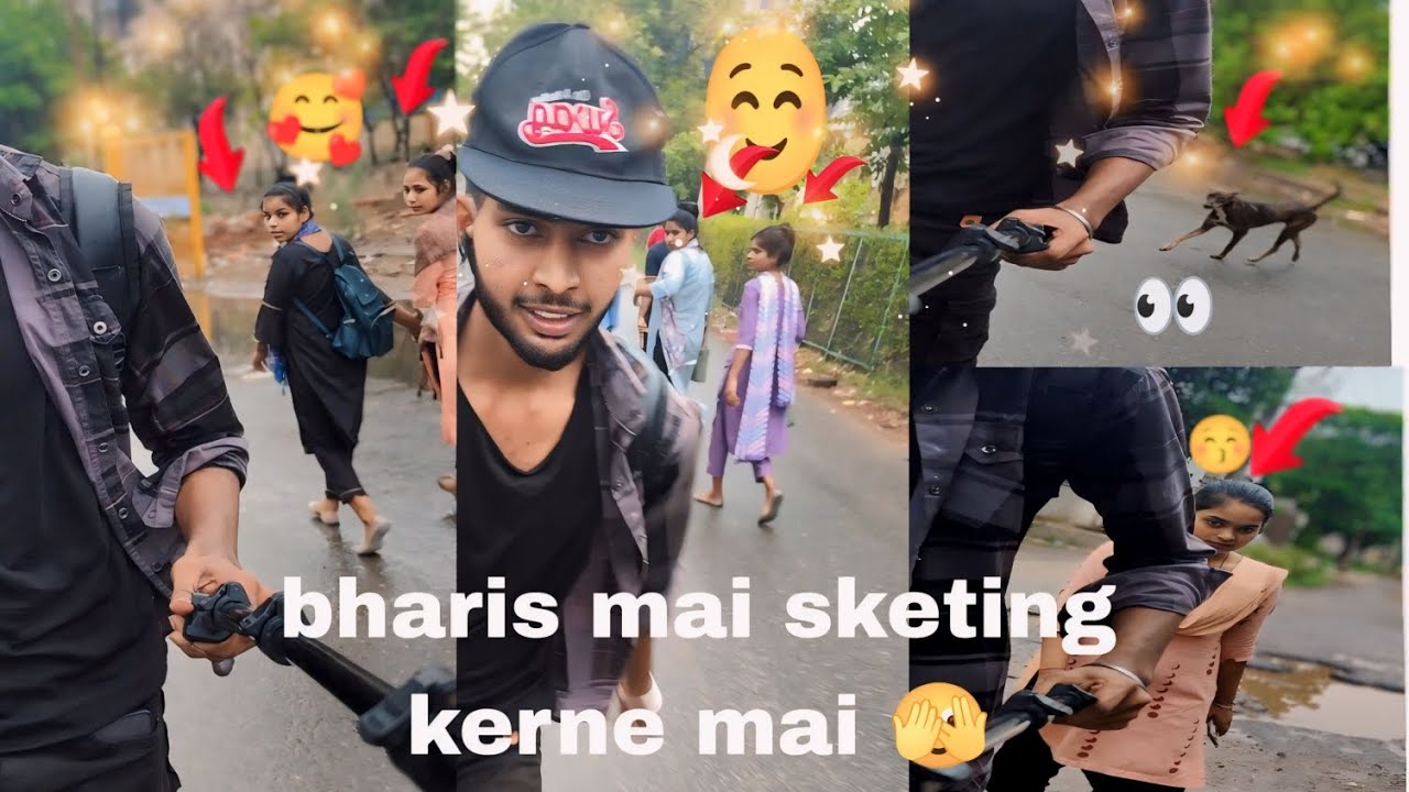 bharis 🌧️ mai sketing vlog video #sorts #skating #reaction #public# ...