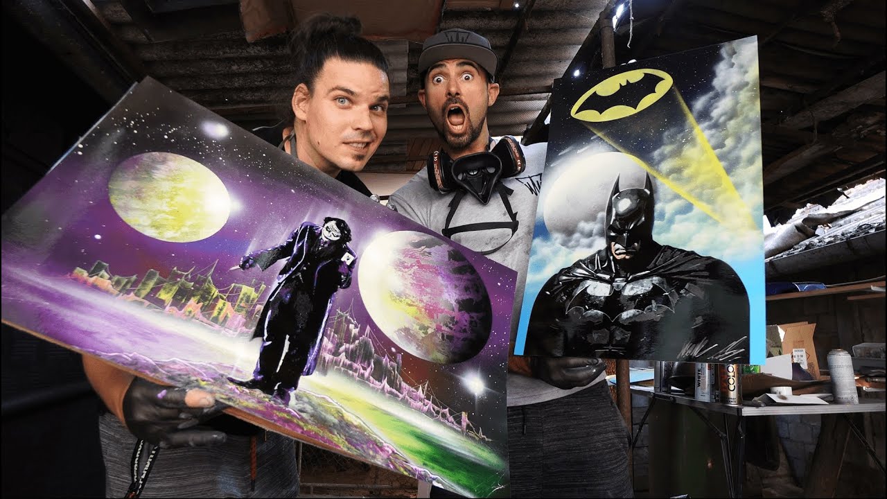 BATMAN VS JOKER - SPRAY PAINT ART by Skech and Tom Welly Whels PART 2 ...