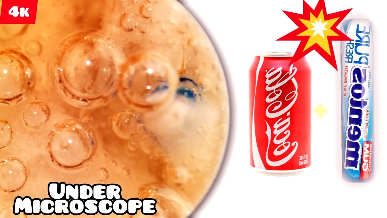 Coca Cola and Mentos Under Microscope - YouTube