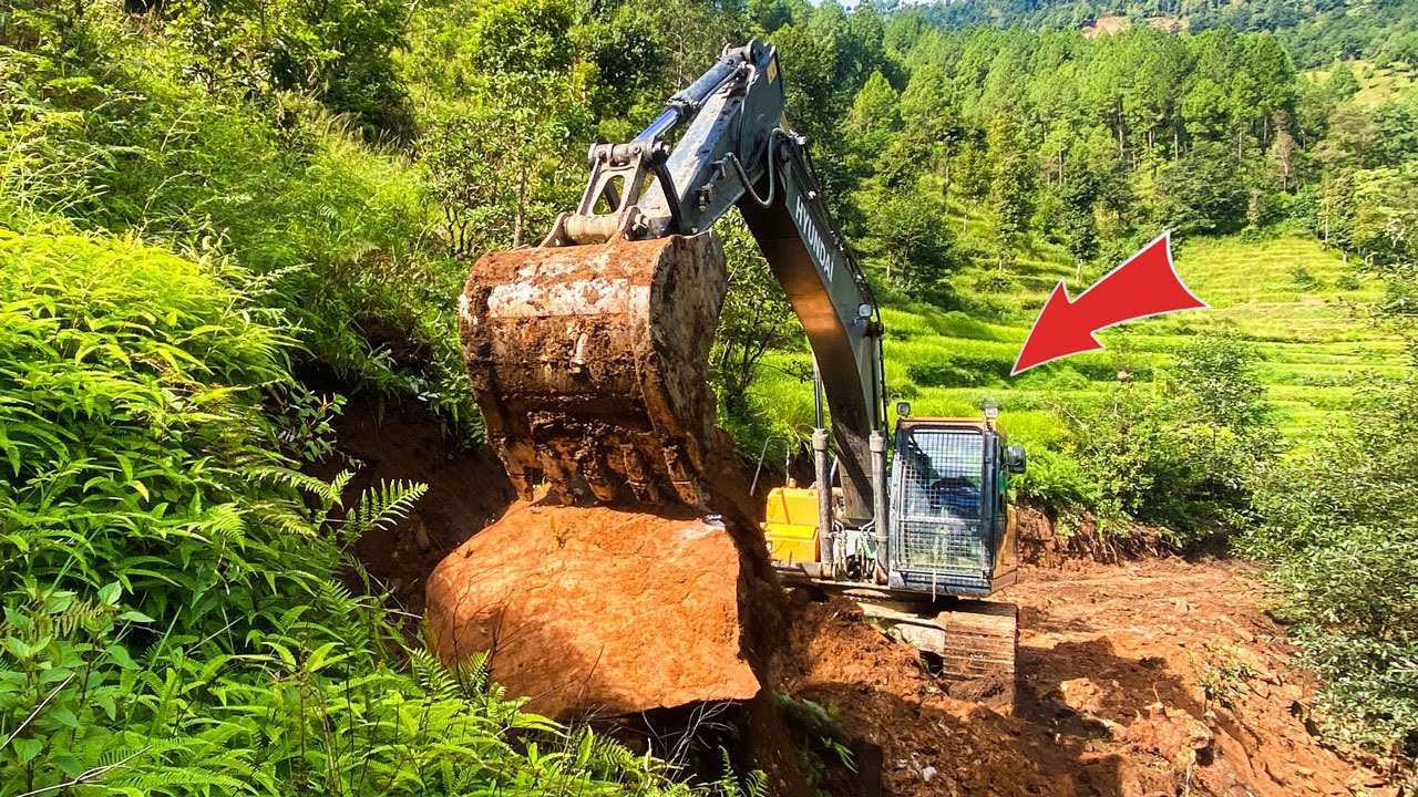 Mastering Mountainside Road Building with Hyundai Excavator | Excavator ...