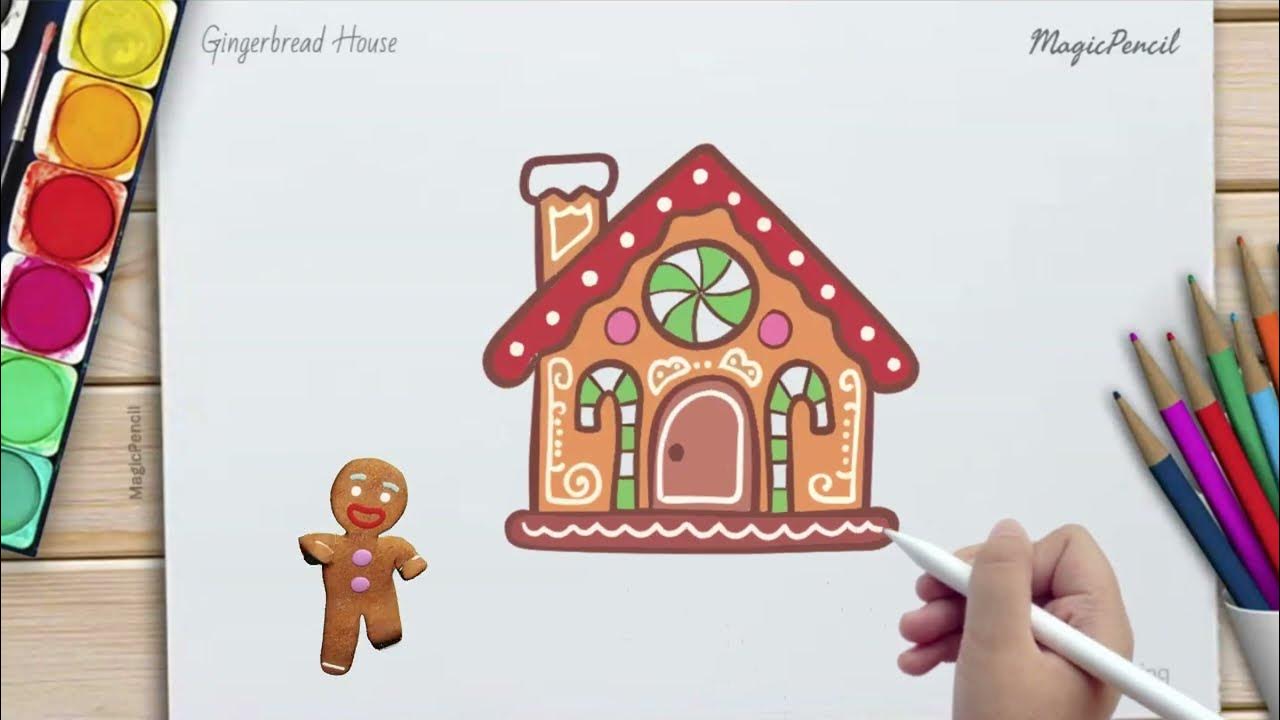 How to Draw a Gingerbread House - Merry Christmas - YouTube