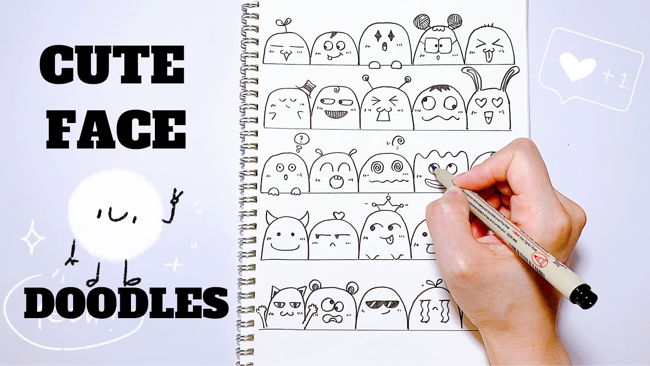 Cute Faces Doodle | Expressions Drawing for Beginners | Doodle with Me ...