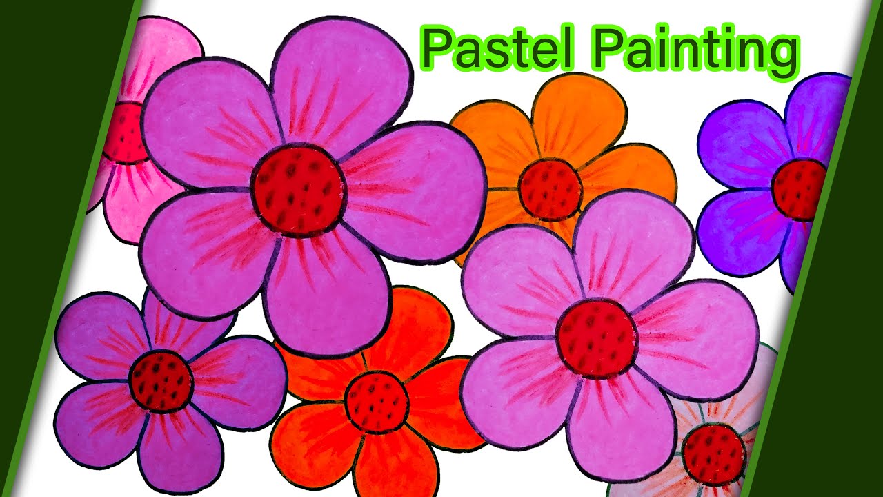 Easy Flower Drawing | Easy Flower Drawing With Oil Pastels | Flower ...