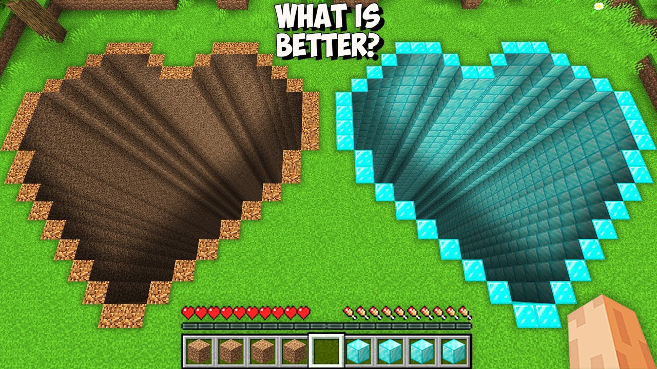 Which DIRT vs DIAMOND HEART TUNNEL is BETTER in Minecraft? I found THE ...