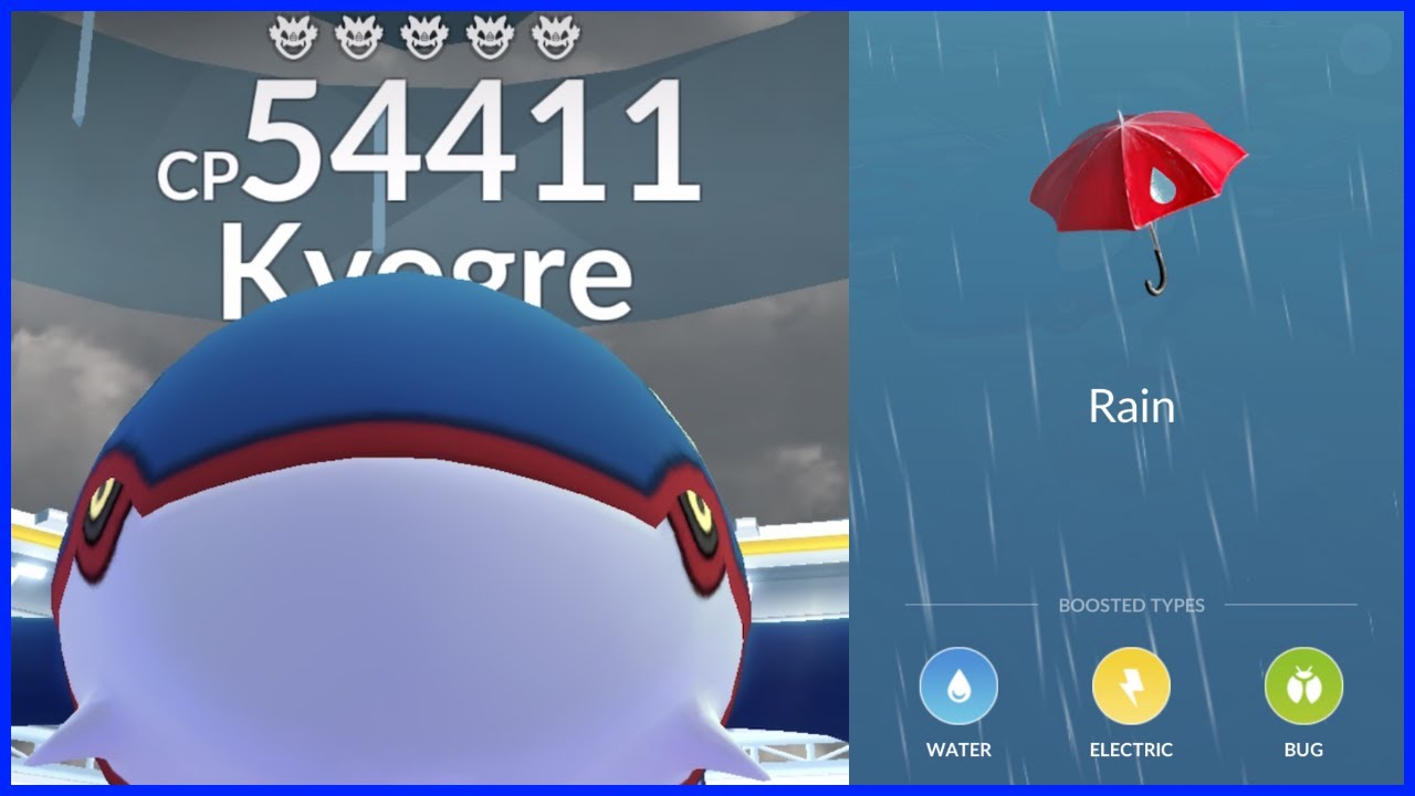 Kyogre Duo Raid feat. CoreybabyHurc | Waterfall+Thunder | Rainy Weather ...