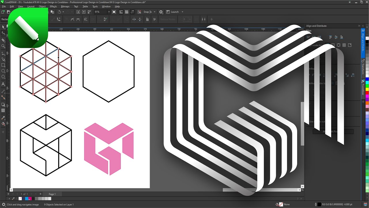 Transform a basic Shapes into a Stunning 3D logo in CorelDRAW 🔥 - YouTube