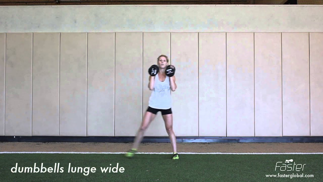 dumbbells lunge wide - YouTube