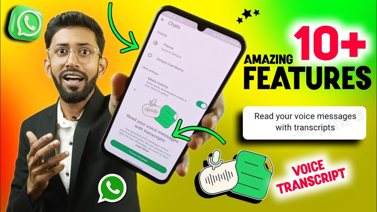 WhatsApp voice transcript new update , whatsapp 10+ amazing features 😍🔥 ...