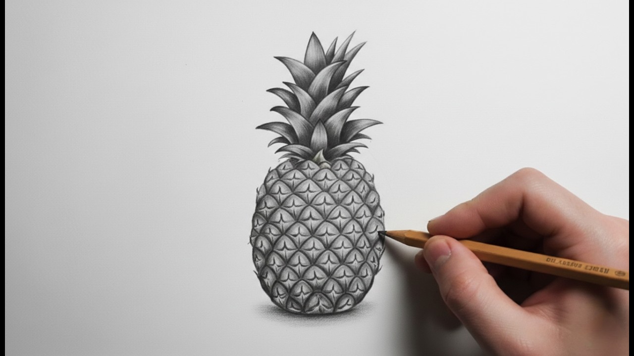 How to Draw a Realistic Pineapple | Step-by-Step Texture & Shading ...