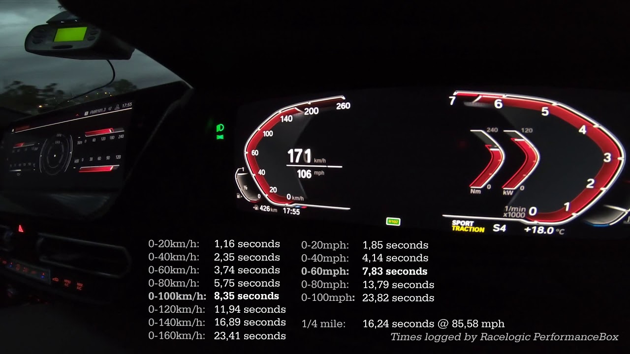 2020 BMW 118i M-Sport acceleration +Racelogic data - YouTube