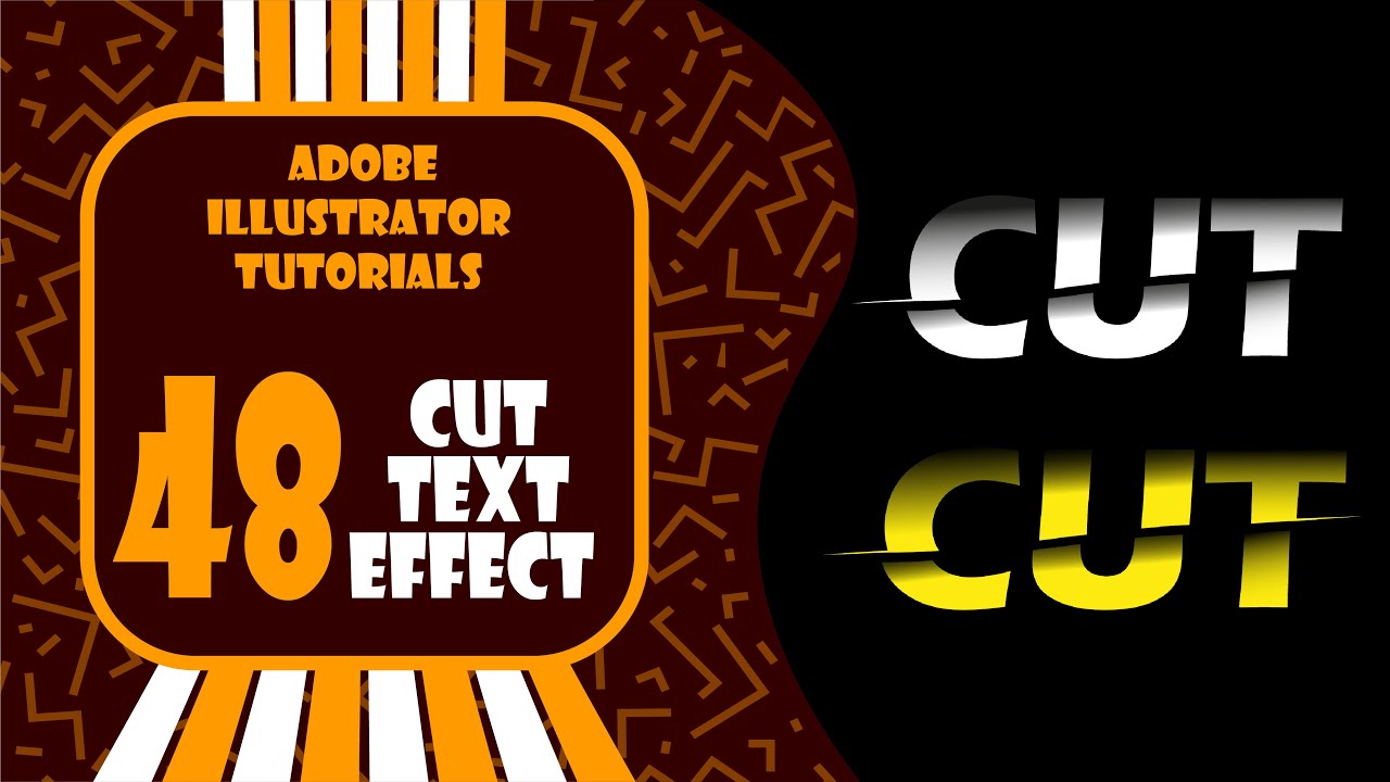 Adobe illustrator tutorials | 48 - Cut Text Effect - YouTube