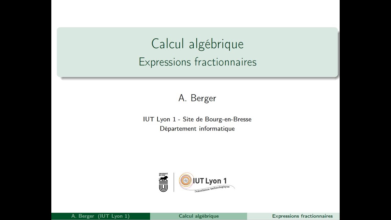 Expressions fractionnaires - YouTube