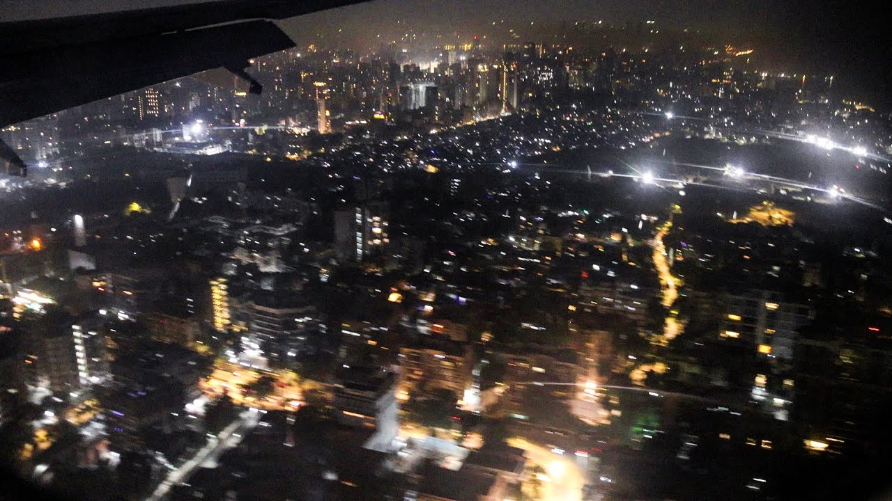 Night Aerial View of Mumbai | Landing at Runway 09 Mumbai Airport - YouTube