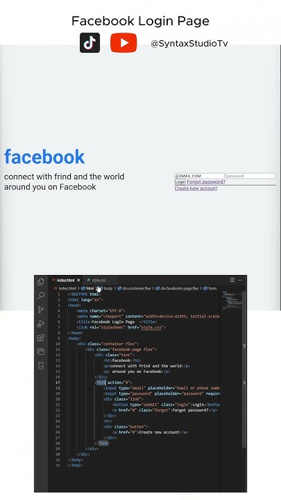 How to Create New Facebook Login Page using HTML & CSS | HTML & CSS projects #shorts - YouTube