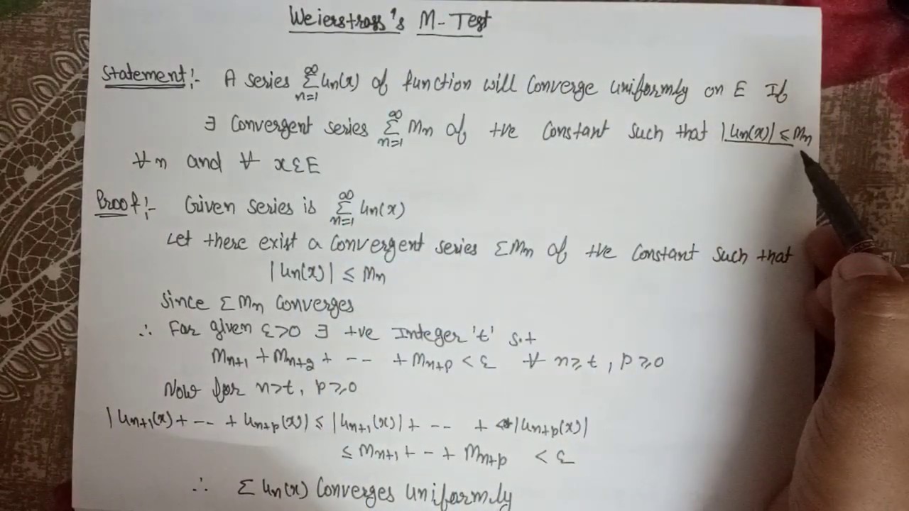 Weierstrass's M-Test theorem with Example - YouTube