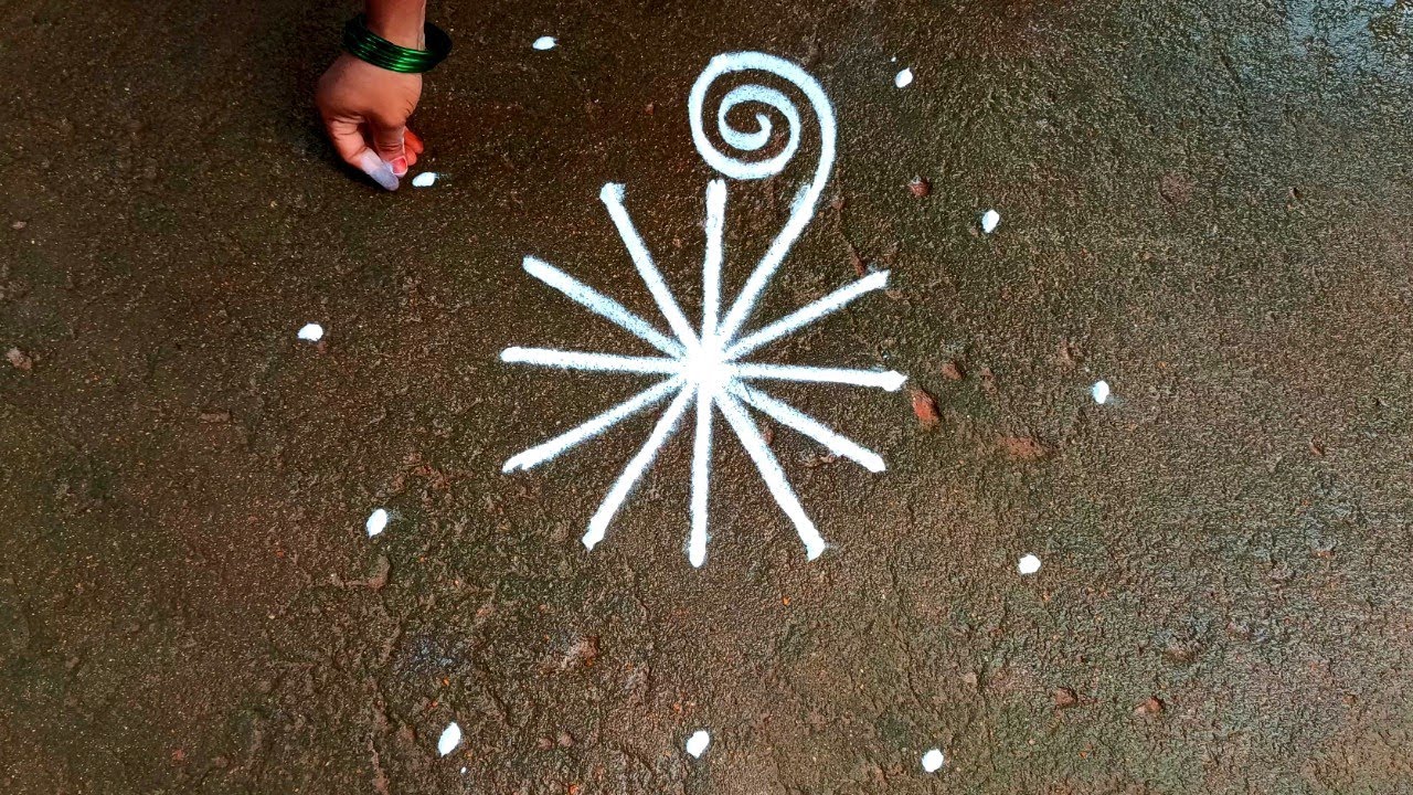 Aani madham easy sangu kolam|5*3 traditional kolam|Saturday special ...
