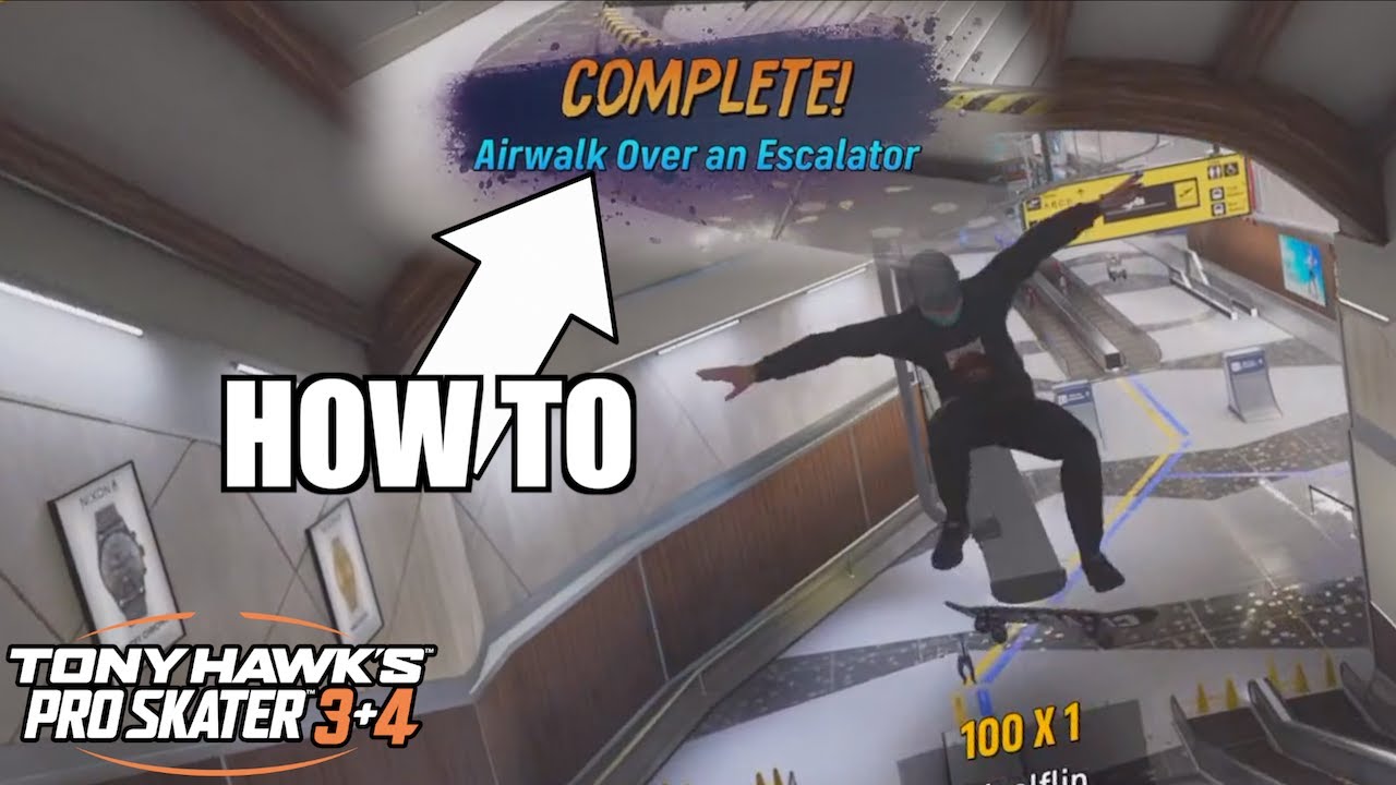 Airwalk over an escalator tony hawk pro skater 3+4 - YouTube