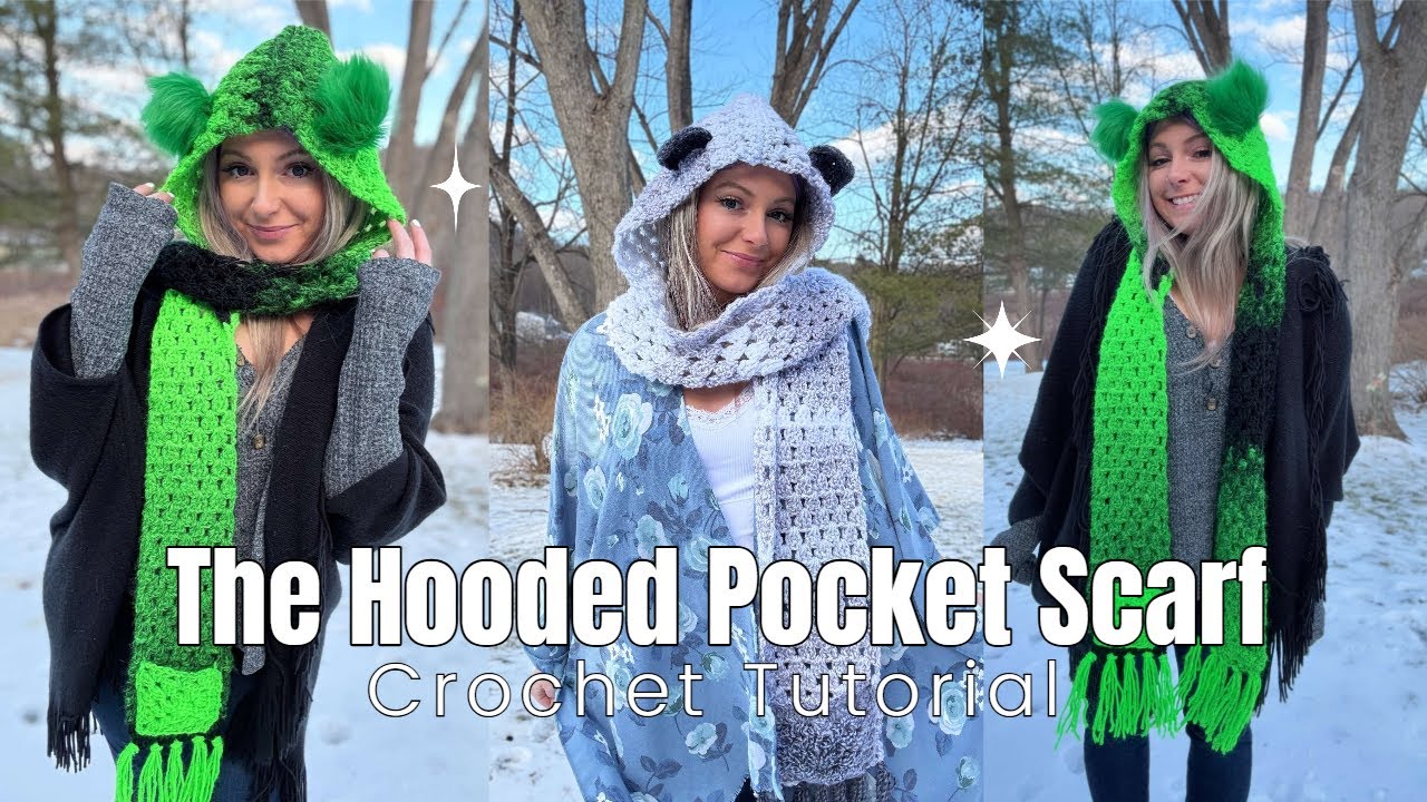 Hooded Pocket Scarf Crochet Tutorial | Beginner Friendly Granny Shawl Pattern | AstroKnotty ...