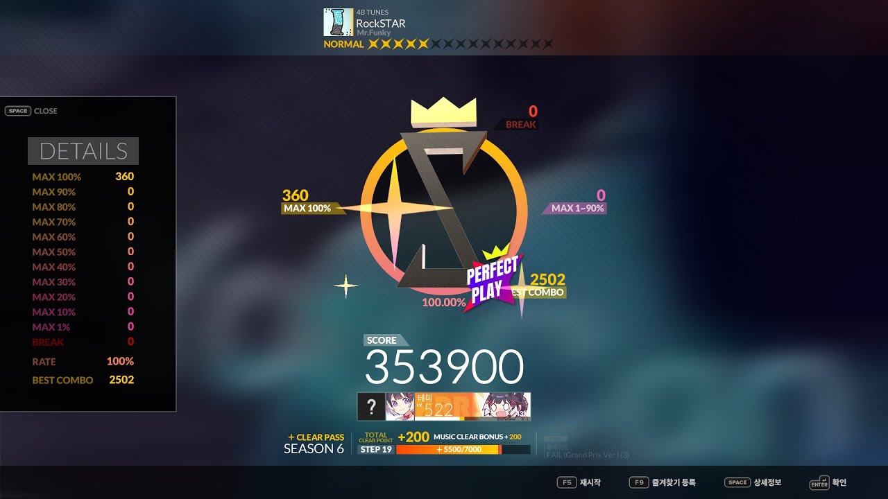 [DJMAX RESPECT V] RockSTAR - Mr.Funky 4B NM PERFECT PLAY 100.00% - YouTube