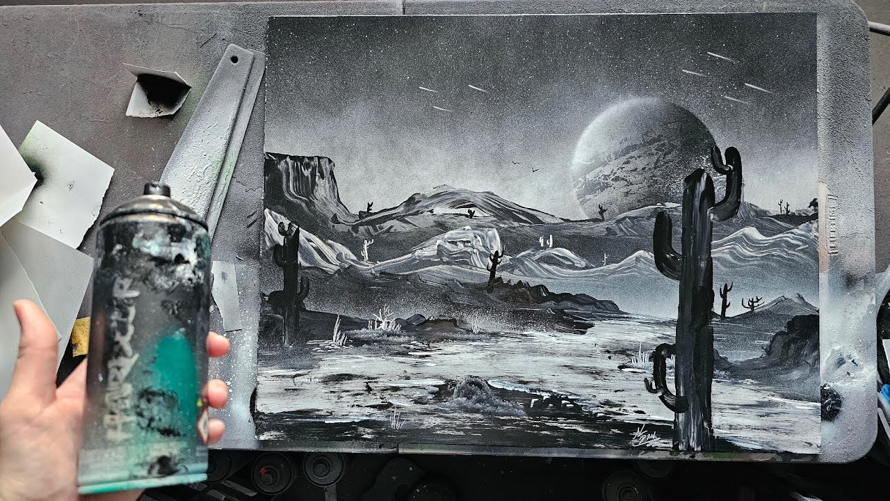 Black and White Oasis Spray Paint Art Tutorial | Yip Yap Class - YouTube