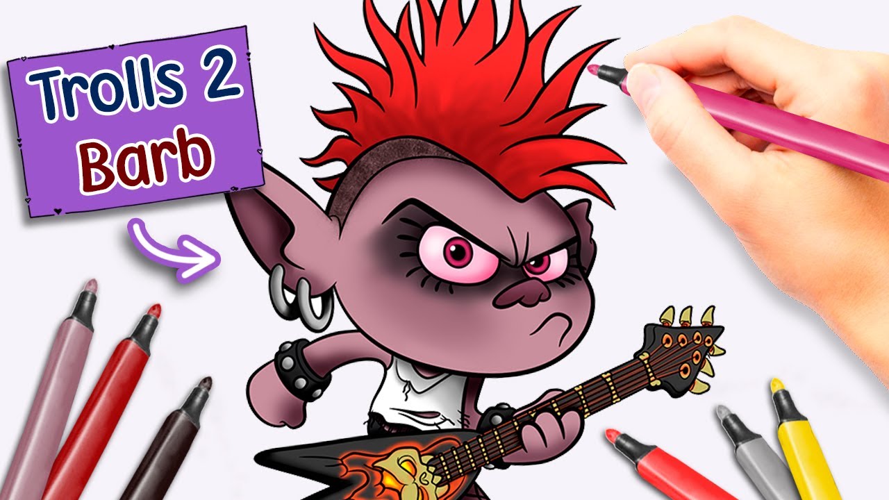 Colouring a Picture With Queen Barb from Trolls World Tour - YouTube