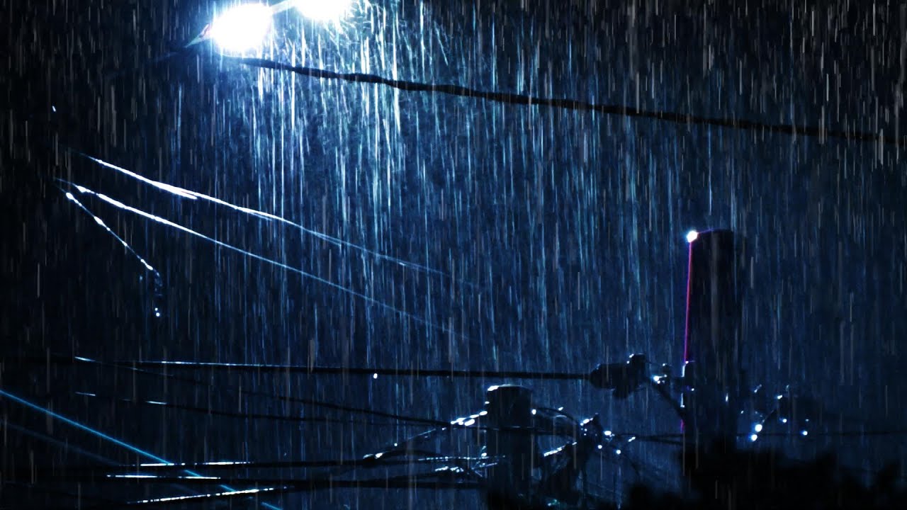 Peaceful View of Heavy Rain at Night - Heavy Rain Sound Therapy to ...