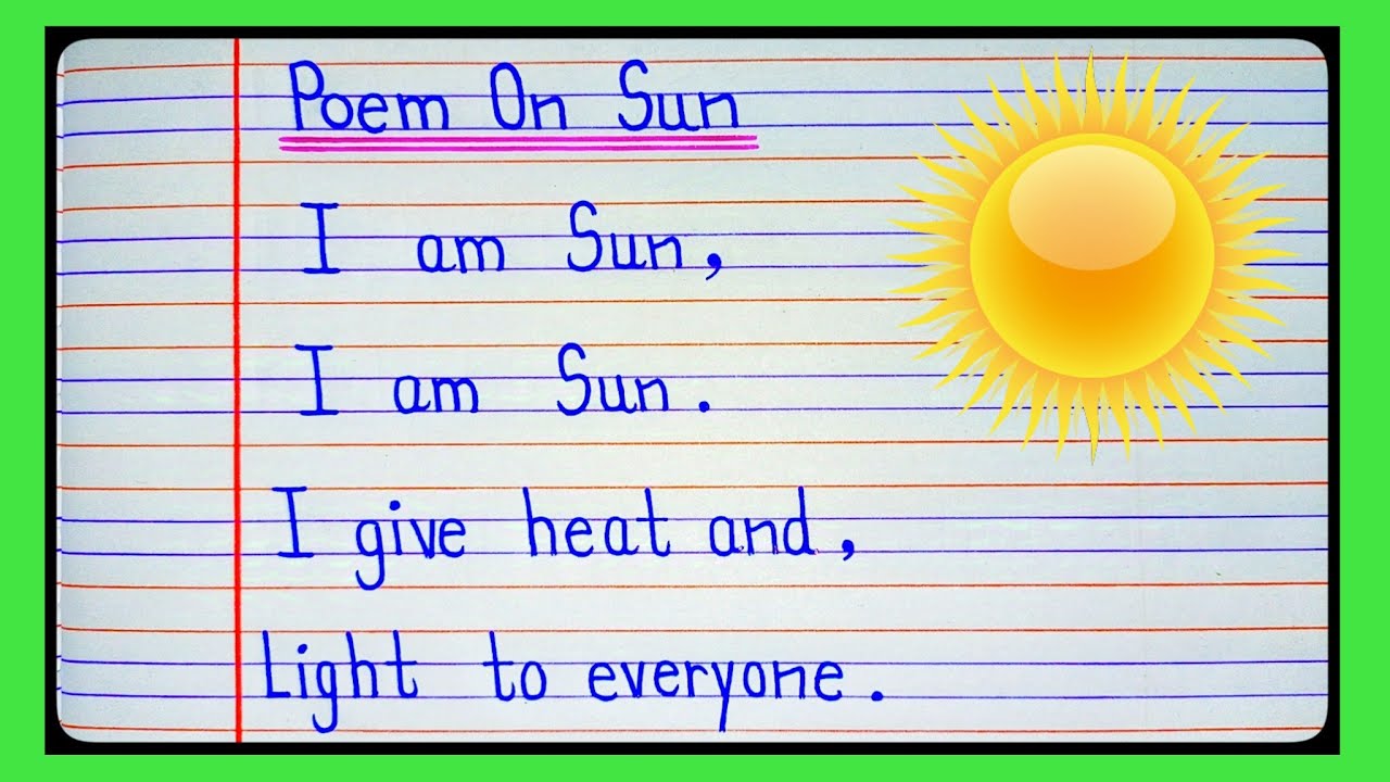 Poem on sun l poem on sun in English l poem in English l sun poem l the ...