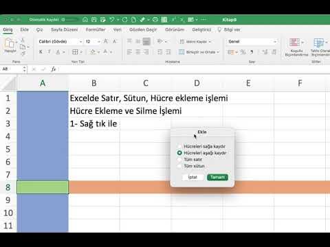Excel Satır, Sütun, Hücre Ekleme ve Silme -- Excel How to Add & Delete Column, Row, Cell - YouTube