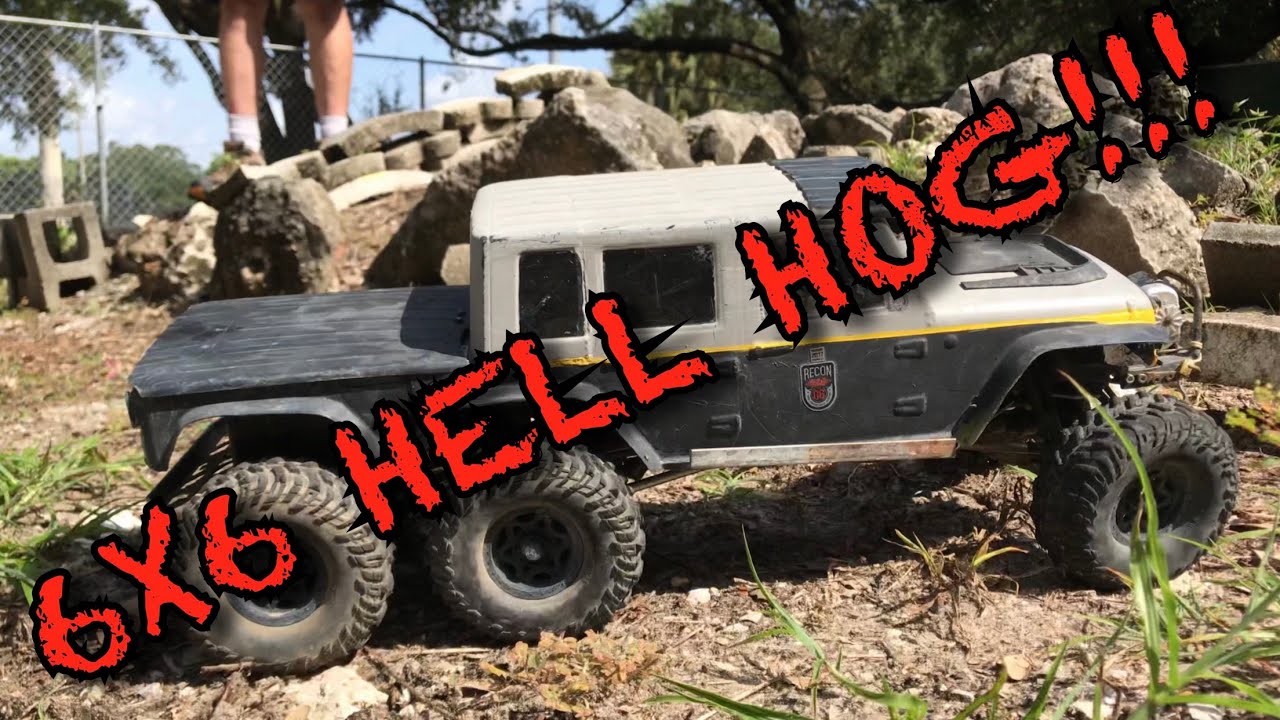 SCX10 6x6 Rc Rock Crawler / Jeep Wrangler HELL HOG!! - YouTube