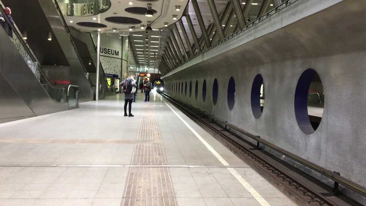 Metro line D in Rotterdam arrives at Wilhelminaplein Rotterdam - YouTube