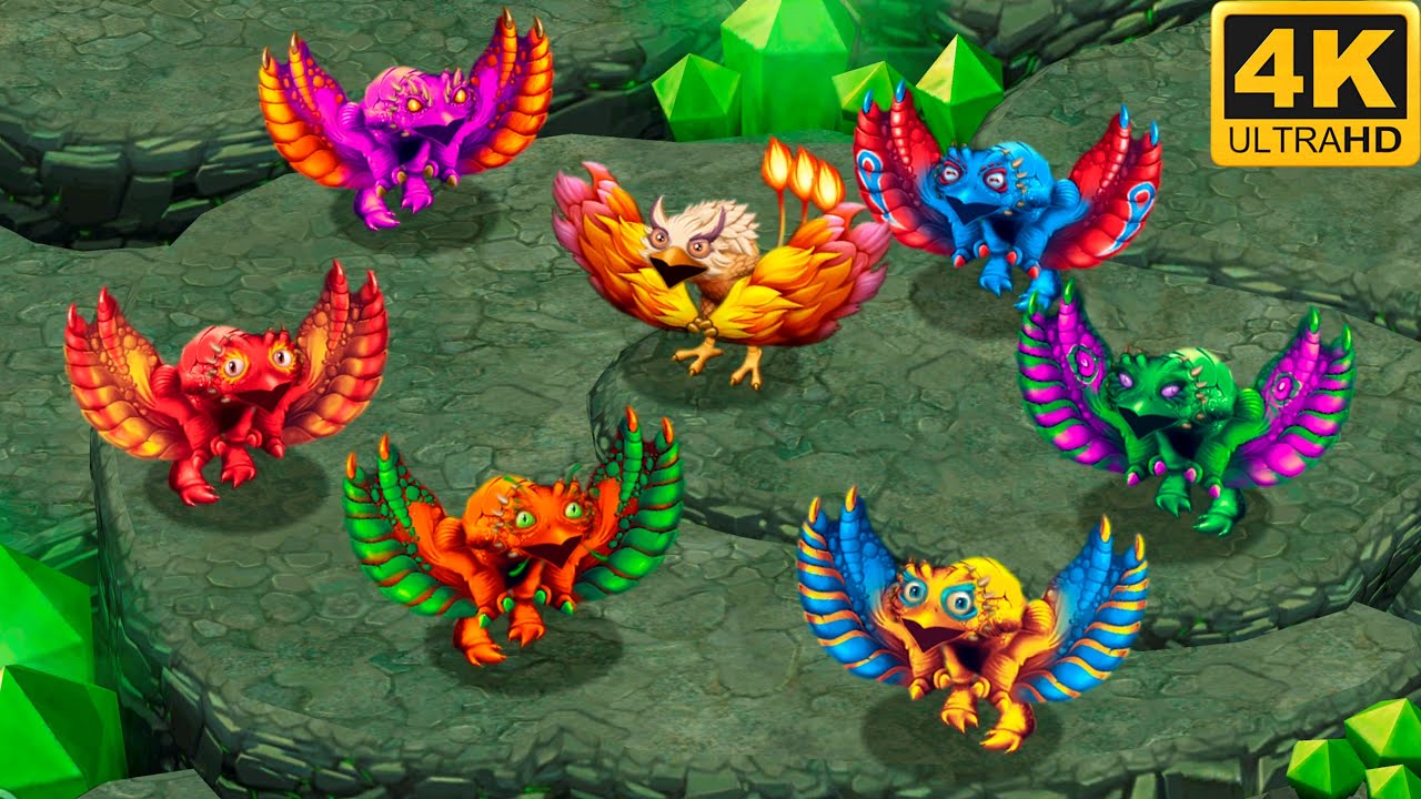 Prismatic Glowl - all versions (My Singing Monsters: Dawn Of Fire) 4k ...