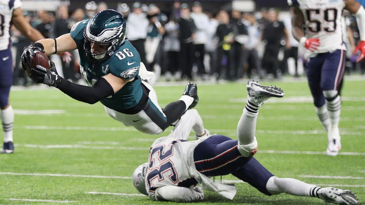 Zach Ertz Game Winning Touchdown Catch Super Bowl LII (2017) - YouTube