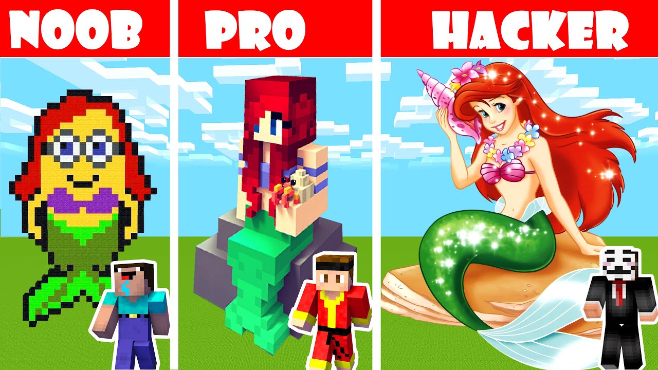 Monster School : NOOB vs PRO SECRET Way BUILD PLANET Mermaids STATUE ...