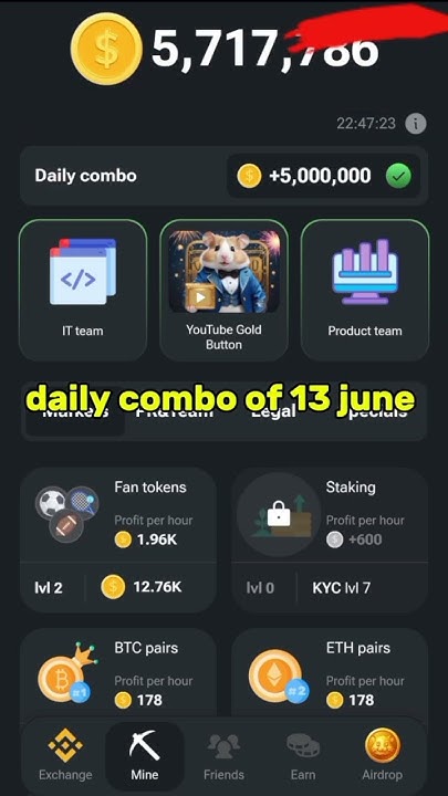 how to get 5 000 000 coins with daily combo in #hamsterkombat - YouTube