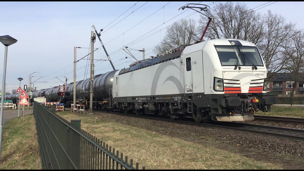 White Vectron loco TXL with Tankers Freight Train at Venlo the ...