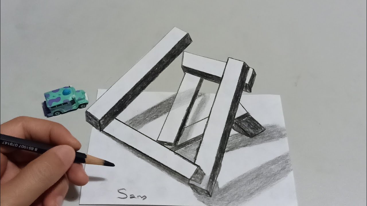 How To Draw 3d Trick Art On Paper วาดภาพ 3มิติ ง่ายๆ Youtube