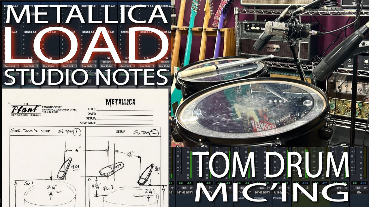Metallica Tom Drum Micing from Load Studio Notes, Y-cable Bob Rock ...