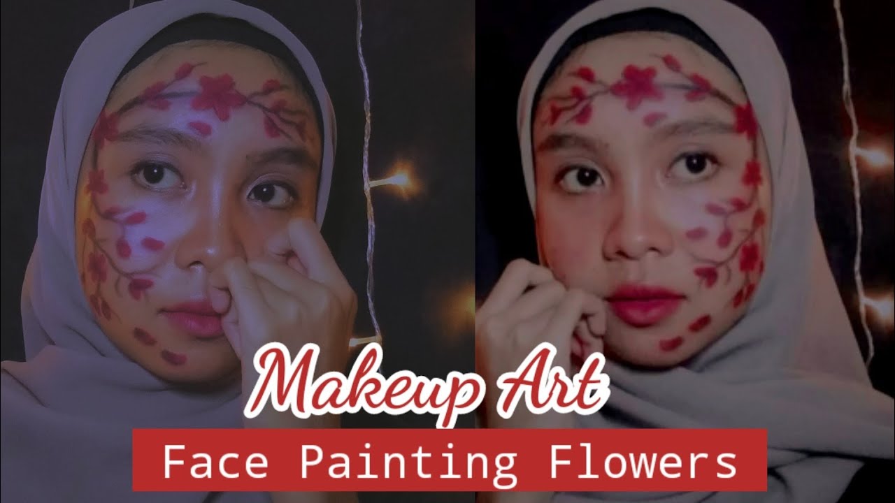Face Painting Makeup Tutorial Bentuk Bunga || Cuma Pakai Lipstik ...