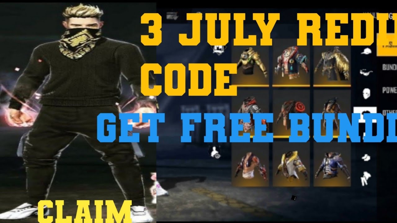 Freefire 3 July Free Bundle Redim code || Hardik Gaming - YouTube
