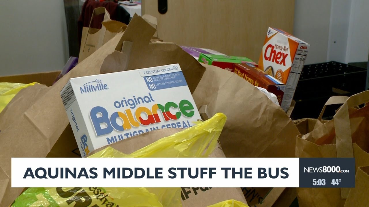 Aquinas Middle Stuff the Bus - YouTube