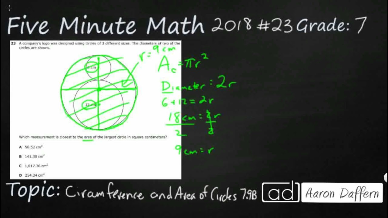 7th Grade STAAR Practice Circumference and Area of Circles (7.9B - #7 ...