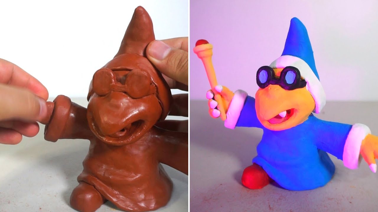sculpting Kamek the Evil Magikoopa / super mario saga - YouTube