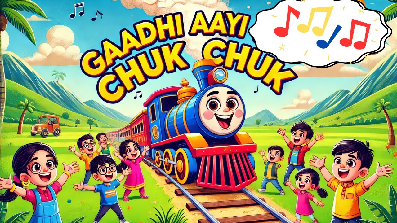 "Gaadhi Aayi Chhuk Chhuk 🚂 | Fun Train Song for Kids | Hindi Nursery ...