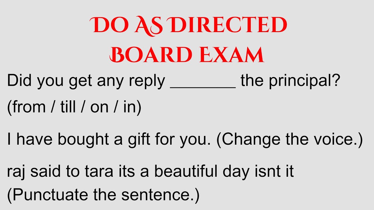 Do as Directed 20 Practice Questions with Answers - YouTube