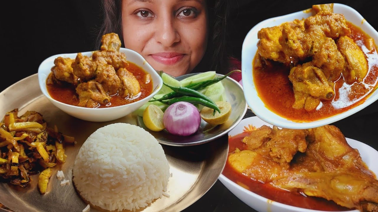 Eating Show - Rice, Spicy🔥Chicken Curry(Lal Lal Chicken Curry)#food # ...
