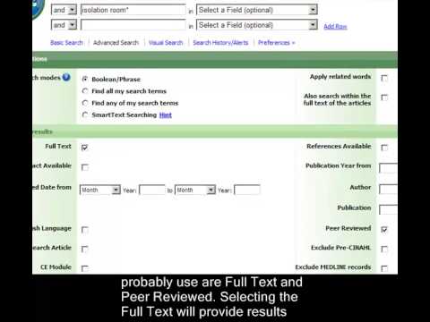 Locating Nursing Articles using CINAHL Plus with Full Text - YouTube