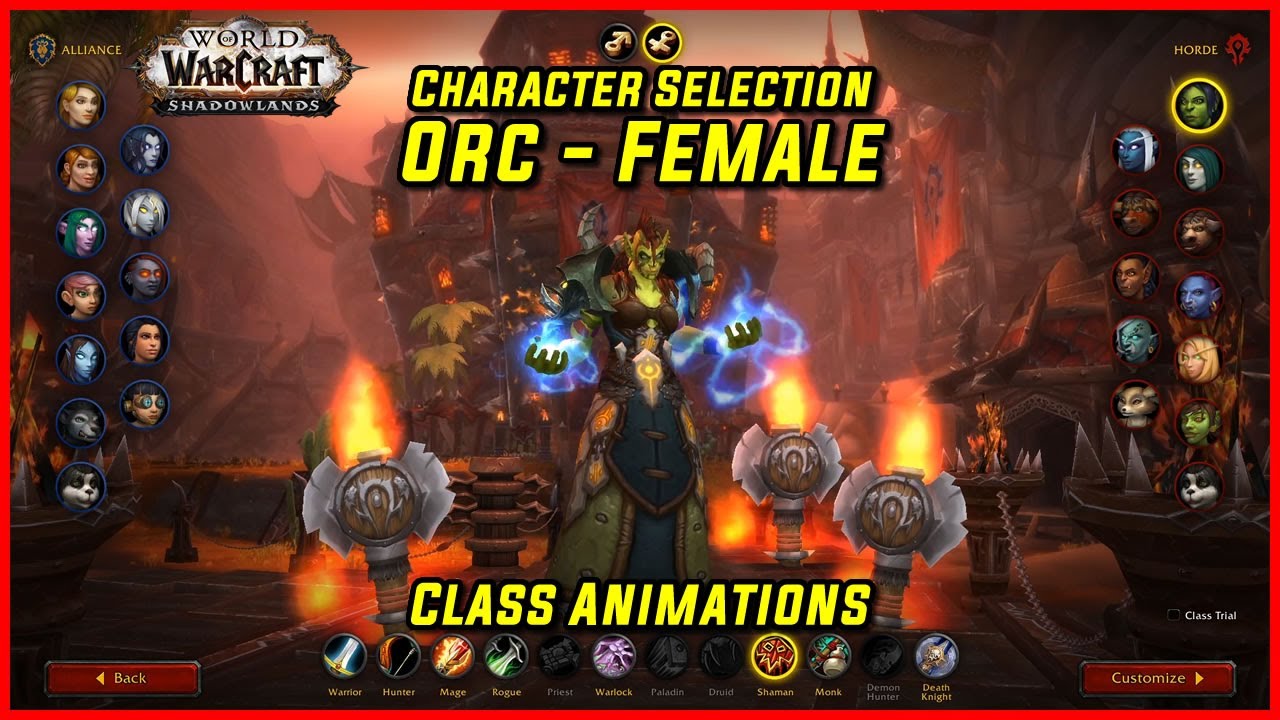 WoW Class Animations - Orc Female - WoW Shadowlands Character Creation ...